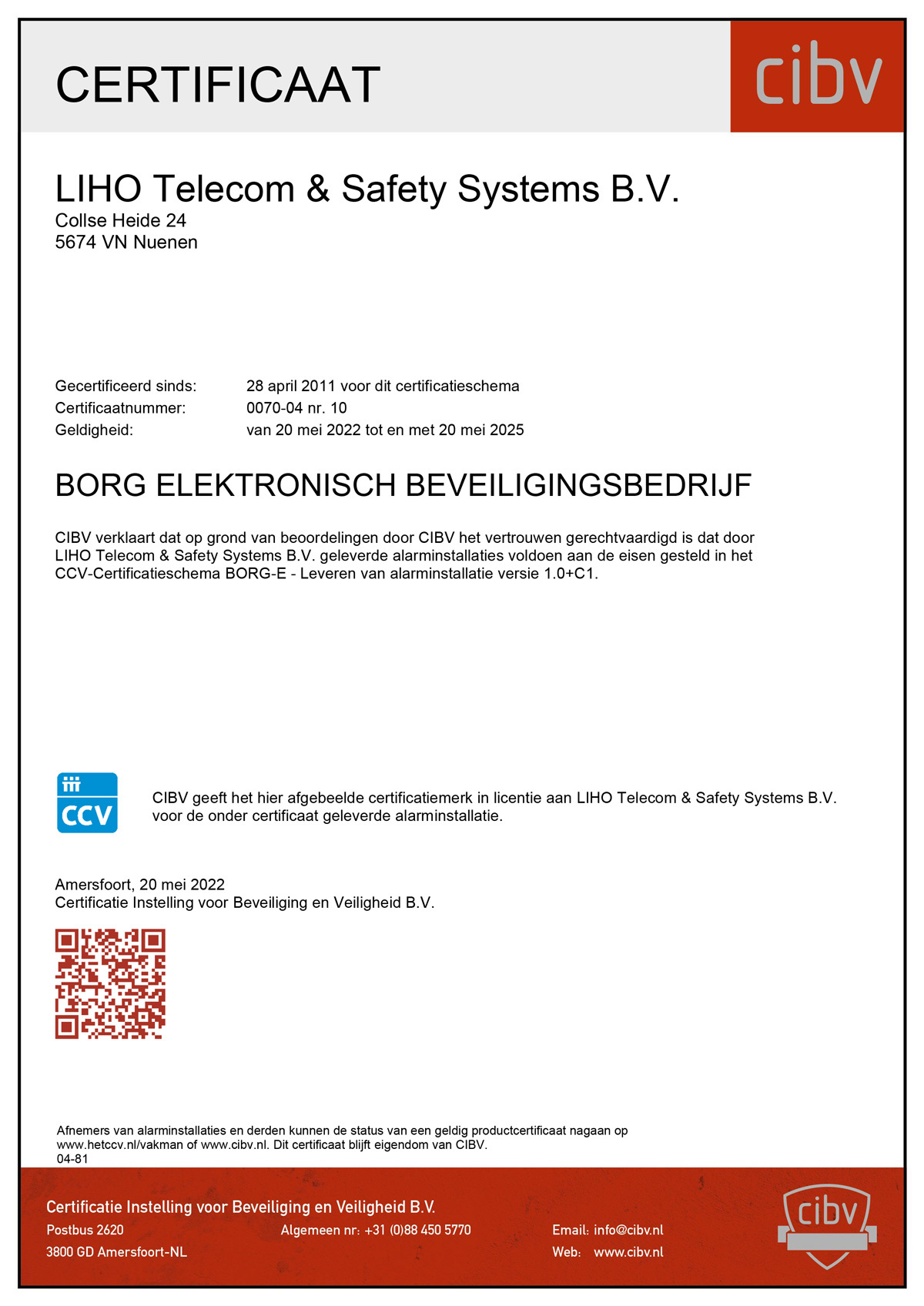 Erkenningen | LIHO Telecom & Safety Systems