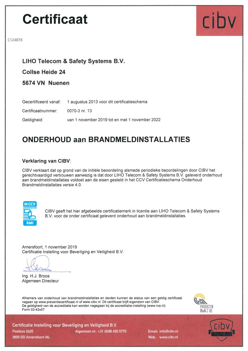 Erkenningen | LIHO Telecom & Safety Systems