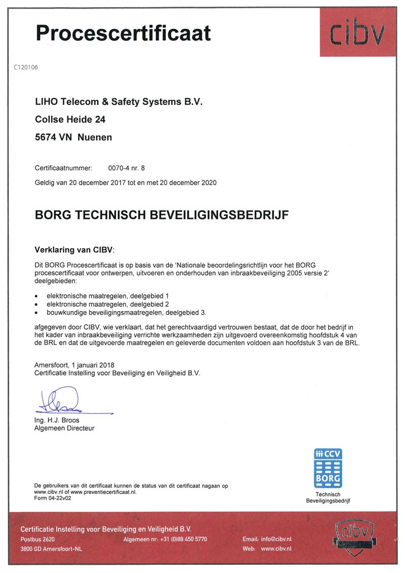 Erkenningen | LIHO Telecom & Safety Systems